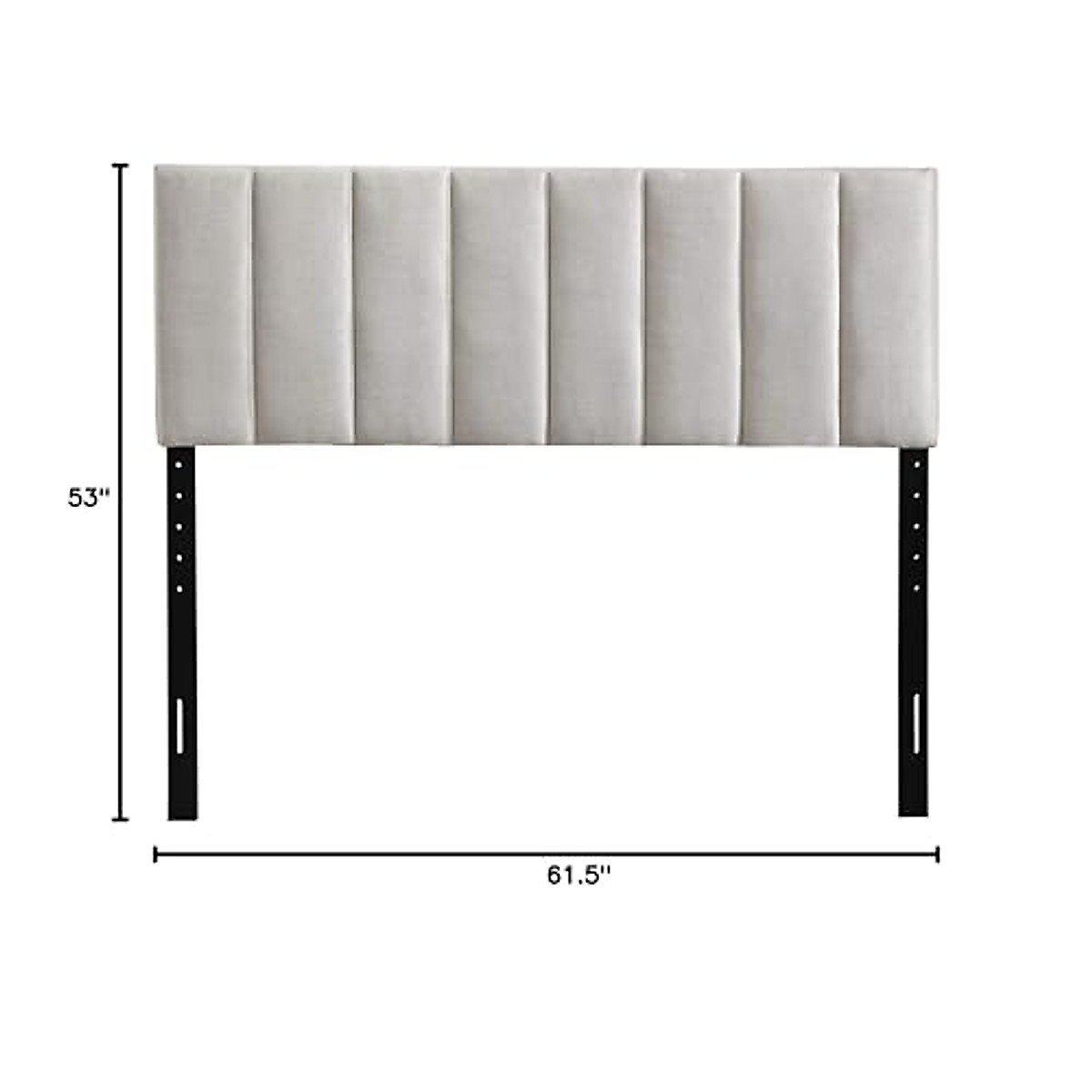 DG Casa Sierra Tufted Upholstered Vertical Channel Adjustable Height Headboard, Queen Size in Beige Polyester Blend Fabric