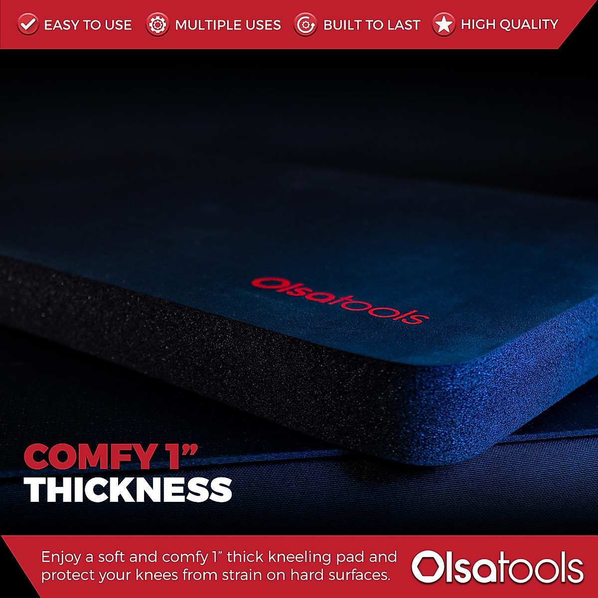 Olsa Tools Mechanics Kneeling Pad | Protection Knee Pads | Kneeling Work Mat | Under Car Mat | Creeper Pad | Work Pad | Foam Pad | 18" x 11" x 1"