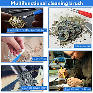 8 Pieces Scratch Brush Pen Set, Pen Style Prep Sanding Brush With Steel, Brass, Fiberglass, Nylon Replacement Tips for Jewelry, Watch, Coin Cleaning, Electronic Applications, Auto Body Work