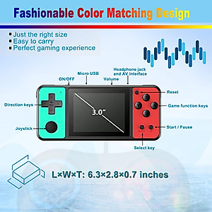 Great Boy Handheld Game Console for Kids Aldults Preloaded 270 Classic Retro Games with 3.0'' Color Display and Gamepad Rechargeable Arcade Gaming Player (Black-Green)