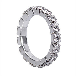 joyMerit 12pcs Women Finger Rings Sparkly Rhinestone Elastic Stretch Rings Jewelry - Silver+White