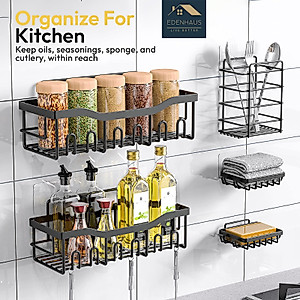 Shower Caddy Set of 5 – 2 Large Stainless Steel Shower Racks with 20 Hooks, 2 Soap Holders & 1 Toothbrush Holder