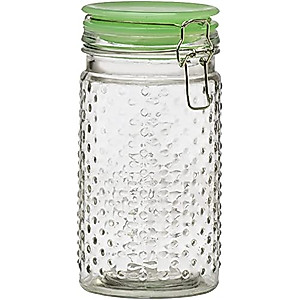 Amici Home Emma Jade Hobnail Collection Glass Jar | Set of 2 | Hermetic Lid | Airtight | Store Dry Goods, Flour, Pasta, or Snack | 24 and 36-Ounce Capacity