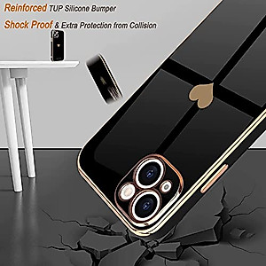 Teageo for iPhone 13 Mini Case for Women Girl Cute Love-Heart Luxury Bling Plating Soft Back Cover Raised Full Camera Protection Bumper Silicone Shockproof Phone Case for iPhone 13 Mini, Black