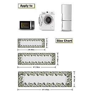 Fridge Dust Cover with Pockets, Summer Palm Tree Microwave Oven Dustproof Cover Decorative Kitchen Appliance Protector Cover Multi-Purpose Top Covers 12"x35" Tropical Green Leaves Peacock