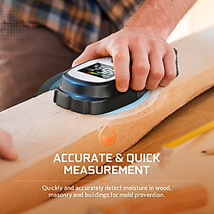 Pinless Wood Moisture Meter Detection - Firewood Moisture Meter Digital Moisture Detector for Lumber Drywall Firewood Masonry Woodworking Plaster Floor Concrete Building with LCD Display Sound Alarm