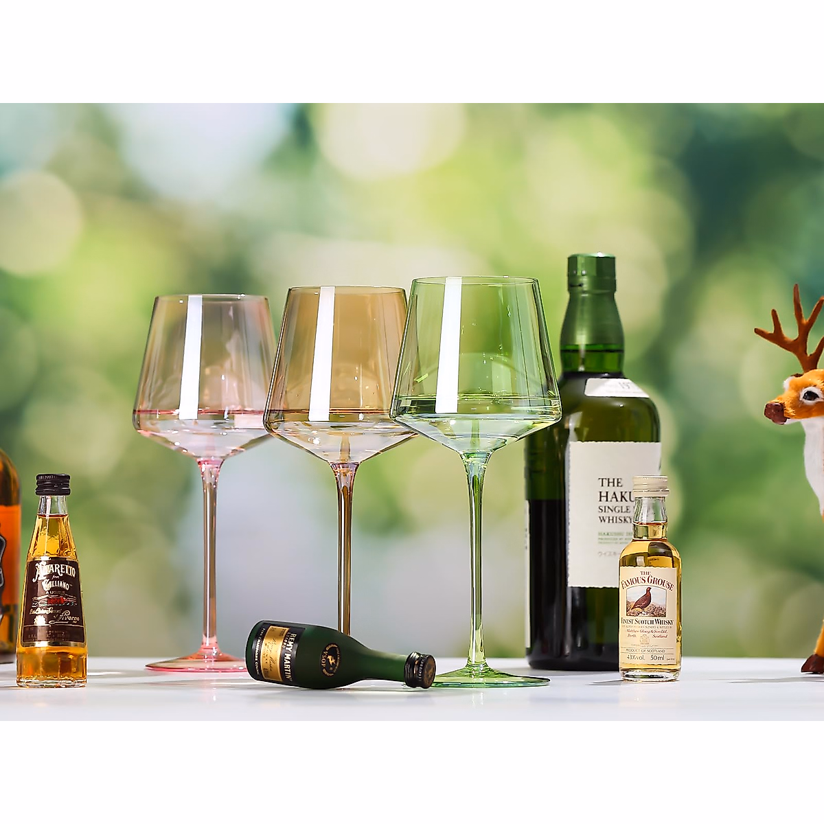 Physkoa Mothers Day Gifts for Mom Colored Wine Glasses Set 6, 16oz Long Stem Multi-Color Wine Glass-Colorful Wine Glasses for Christmas Celebrations-HandBlown|Durable|HandWash