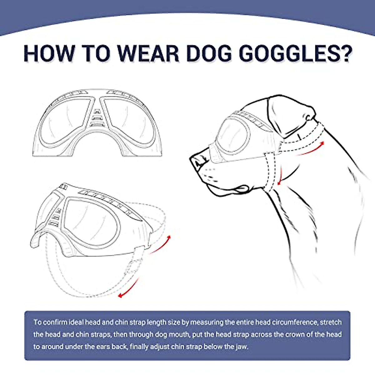 Namsan Dog Goggles Large Breed Anti-UV Dog Sunglasses for Medium-Large Dogs Windproof Anti-Dust Antifog Soft Pet Dog Glasses for Long Snout Dogs Eyes Protection, Black