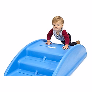 Simplay3 Two Sided Rock and Roll Teeter Totter Seesaw and Climbing Bridge, Fits up to Four Children and Kids for Rocking and Climbing - Indoor / Outdoor - Blue, Made in USA