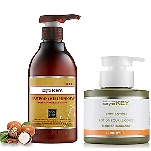 Saryna Key Shampoo for Damaged Hair with Pure African Shea Butter and Body Lotion Gift - - Sulfate Free, No Parabens, Cruelty Free (300ml/10.14oz)