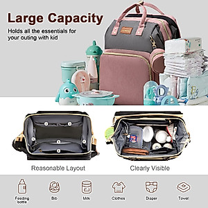 WOOMADA Baby Diaper Bag Backpack with Changing Station & Organizing Pouches for Baby Girl (pink2)