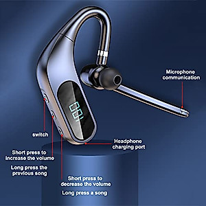 Karymi Bluetooth Earpiece, Single Digital Display Wireless Bluetooth TWS 5.0, High Fidelit Sound Wireless Car Driving in Ear Headset Ipx5 Waterproof Compatible with iPhone Android