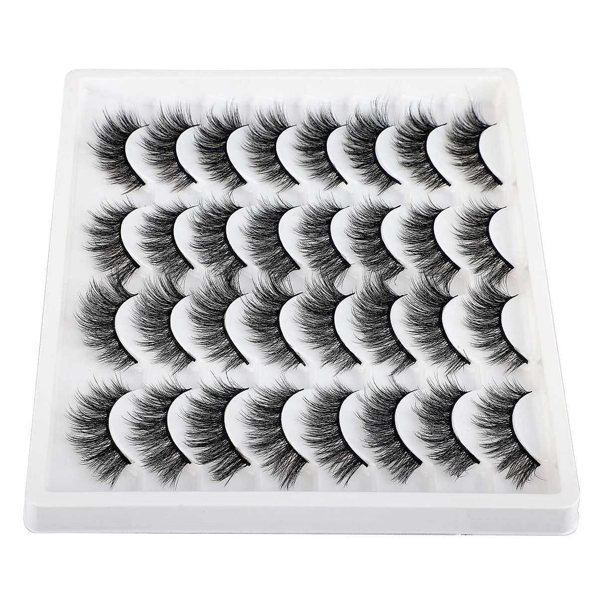 JIMIRE 16 Pairs False Eyelashes Fluffy Natural Fake Lashes 3D Volume Lashes Pack for Cat-Eye Look