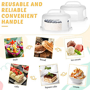 Baderke 2 Pcs 10''/ 8'' Cake Carrier with Lid Cake Holder Plastic Cake Stand with Lid Handle Round Cake Container Portable Cake Saver with Cover Cake Boxes for Cupcake Pie Serving Transport (White)
