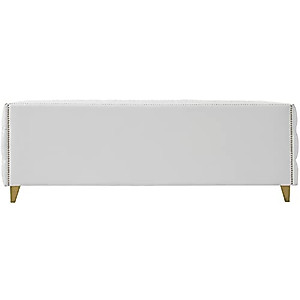 Meridian Furniture 651White-S Michelle Collection Modern | Contemporary Sofa with Deep Button Tufting, Nailhead Trim and Sturdy Gold Iron Legs, 90" W x 34" D x 30" H, White