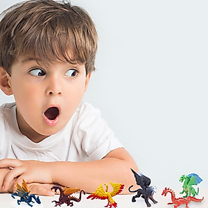 SIENON 5" & 3" Dragon Toy Figures - 10 Pack Assorted Mythical Figurines for Cake Toppers & Party Favors