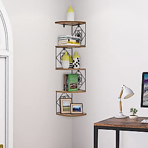 AOTSON Corner Shelf Wall Mount, Floating Shelves for Wall Storage and Display, Rustic Wall Shelves Wood Shelves for Bedroom, Kitchen, Bathroom, Living Room, Nursery and Office