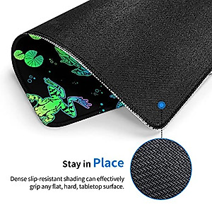 Water Lily Leaves and Frogs Mouse Pad with Stitched Edges Laptops Keyboard Mouse Mat Desk Pad Gaming Mouse Pad