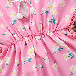 Douhoow Toddler Baby Girls Swim Cover-up Beach Sundress Summer Poncho Rash Guards (Pink, 1-2T)