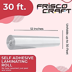 Frisco Craft Clear Vinyl Self-Adhesive Laminate 12" x 30FT Roll, Compatible with Cricut, Silhouette Cameo Portrait, Decals, Stickers, Stencils, Peel and Stick (Clear Laminate Sticker Vinyl, Glossy)