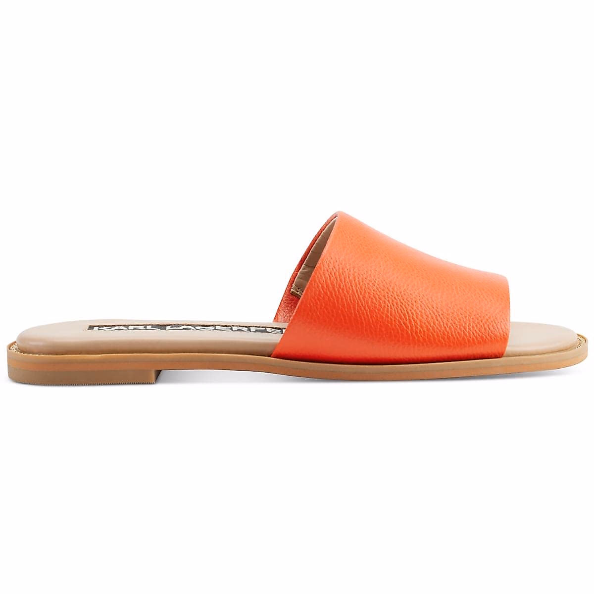 Karl Lagerfeld Paris Womens Gloria Suede Flat Sandals Orange 10 Medium (B,M)