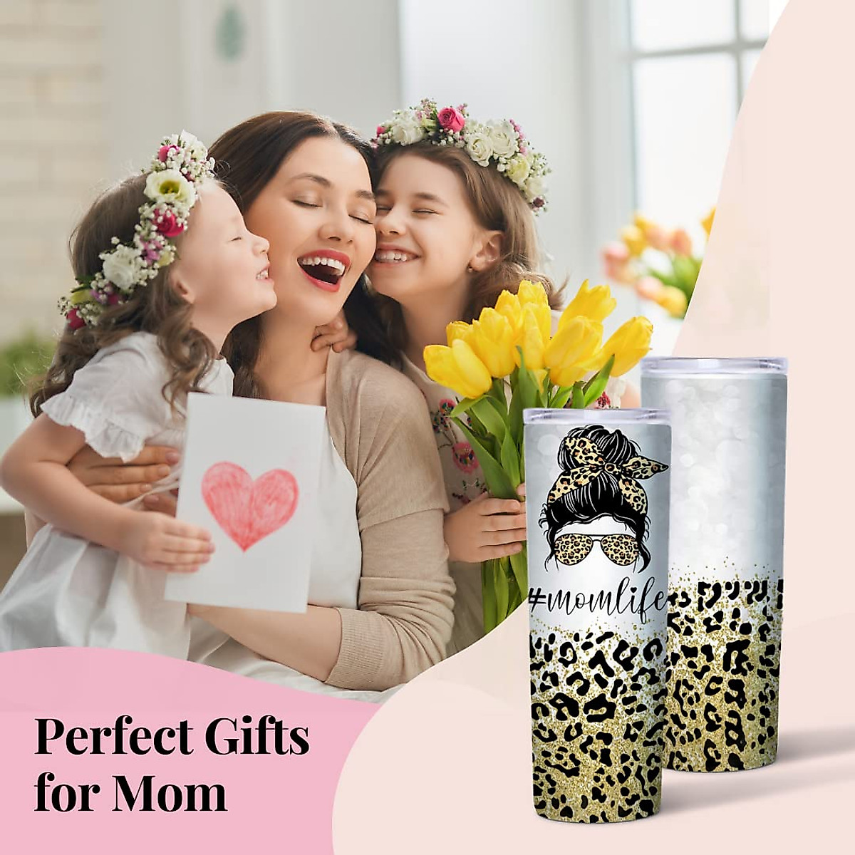 LIERIE8888 Mom Tumbler With Straw, Best Mom Ever Gifts Mom Life Tumbler, Mama Tumbler with Lid and Straw, Mothers Day Gifts, Mama Cups Tumbler with Straw, Tumbler Mom, Mom Cups with Lid and Straw