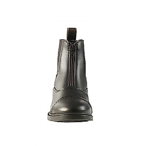 HORZE Wexford Kids Unisex Equestrian Synthetic Leather Zip-Up Schooling Paddock Boots - Brown - 11