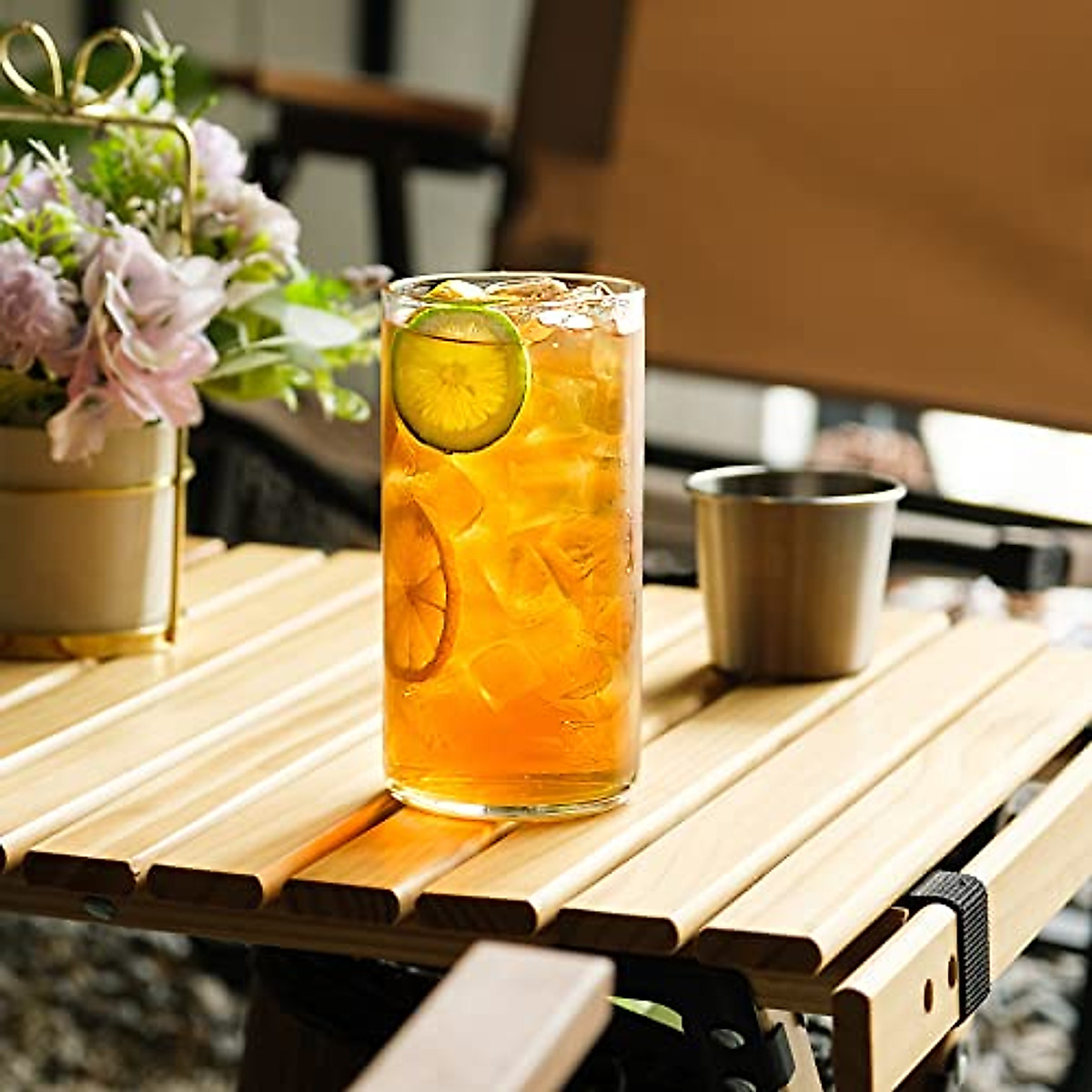 LUXU Drinking Glasses 19 oz, Thin Highball Glasses Set of 4,Clear Tall Glass Cups For Water, Juice, Beer, Drinks, and Cocktails and Mixed Drinks