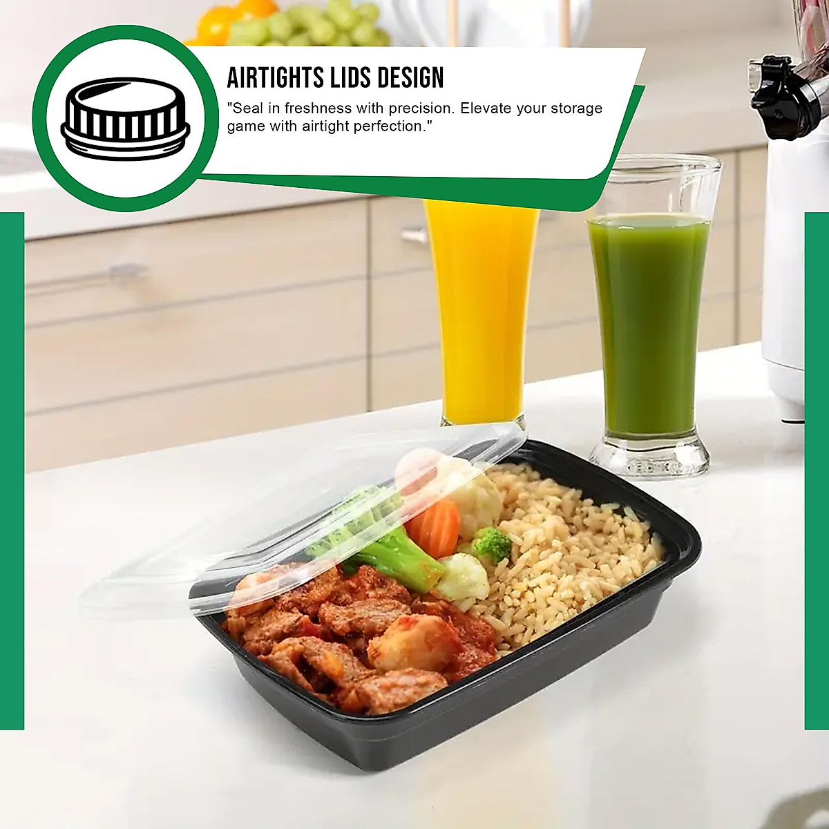 Fonteme 38 oz Meal Prep Container with Lids – 10 Pack | Disposable Food Storage Containers | BPA-Free, Microwave, Freezer Safe Rectangular Containers