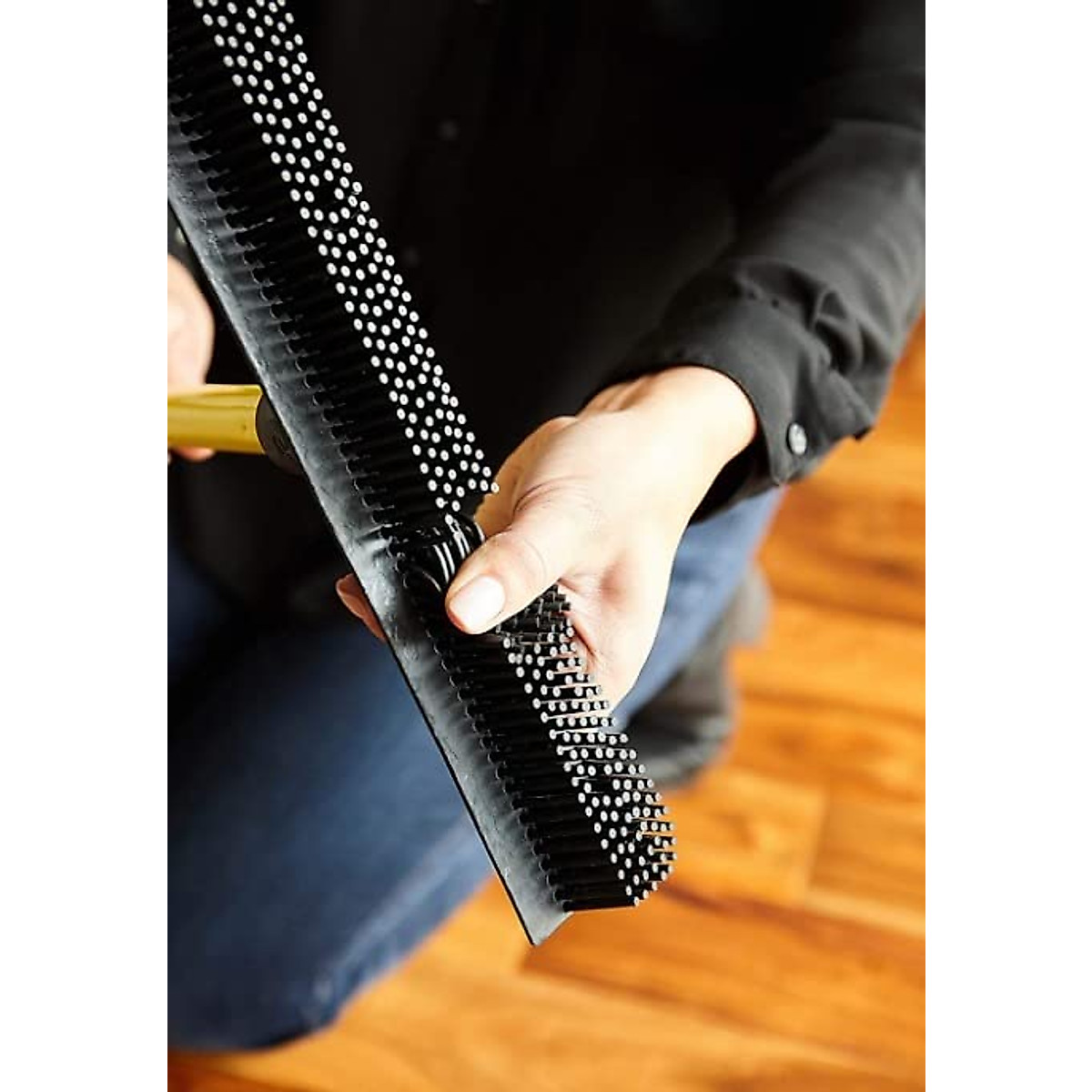 Pet Hair Remover Broom - Floor, Tile, Carpet, Multi-Surface Squeegee Rubber Broom, 12 Inch Broom Head, Orange