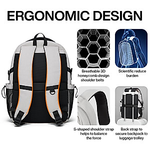 Mixi Travel Laptop Backpack, Lightweight Durable School Bookbag Men Woman 15.6" Computer Bag, Water Resistant Outdoor Hiking Backpacks with Multifunction Pockets, 17 Inch, Beige