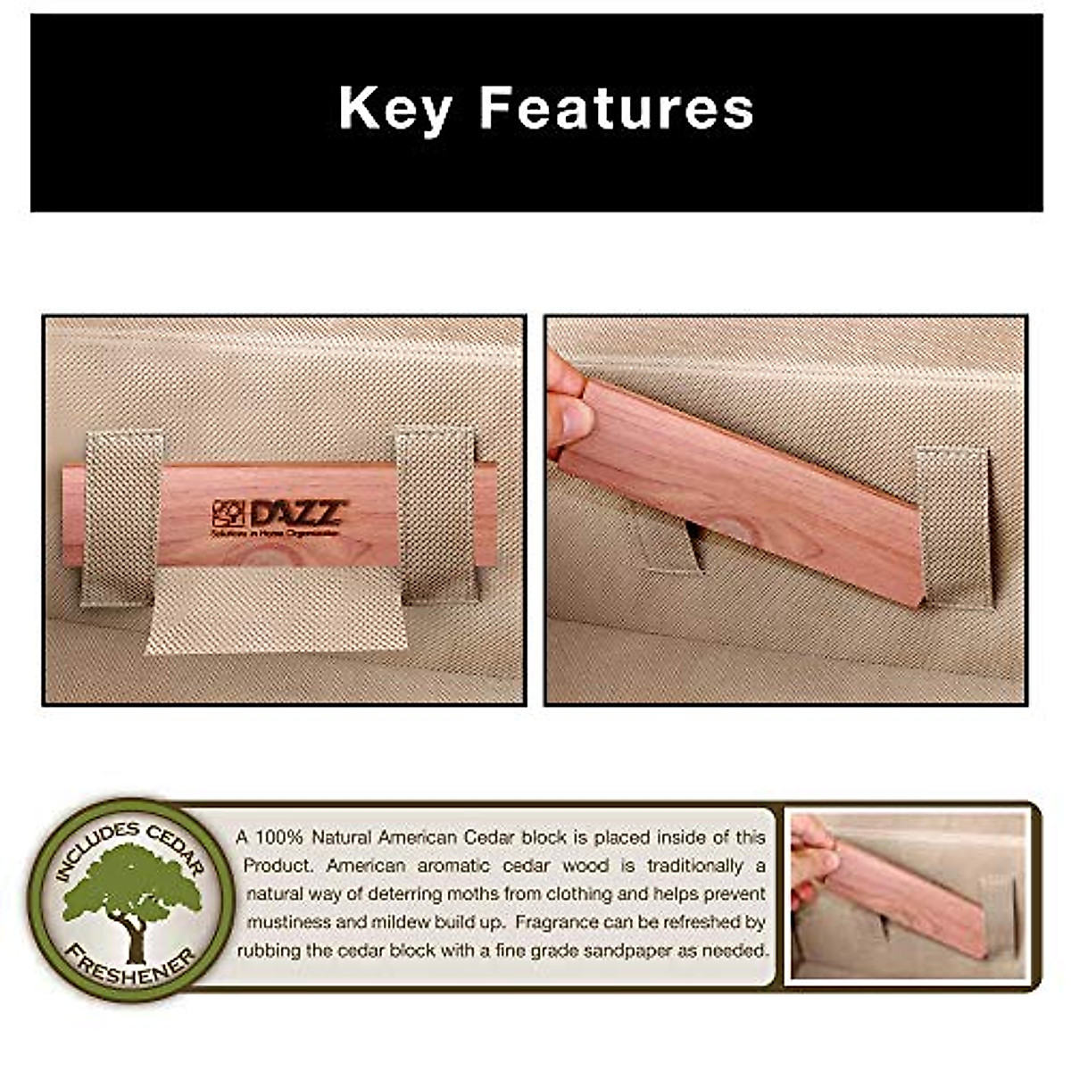 Smart Design Jumbo Underbed Organizer Set of 4 with Aromatic Cedar, Zipper, Handle, and Clear Window - Holds Clothing, Blankets, & Home Items - VentilAir Cotton Canvas Material - 42 x 6 Inch - Canvas