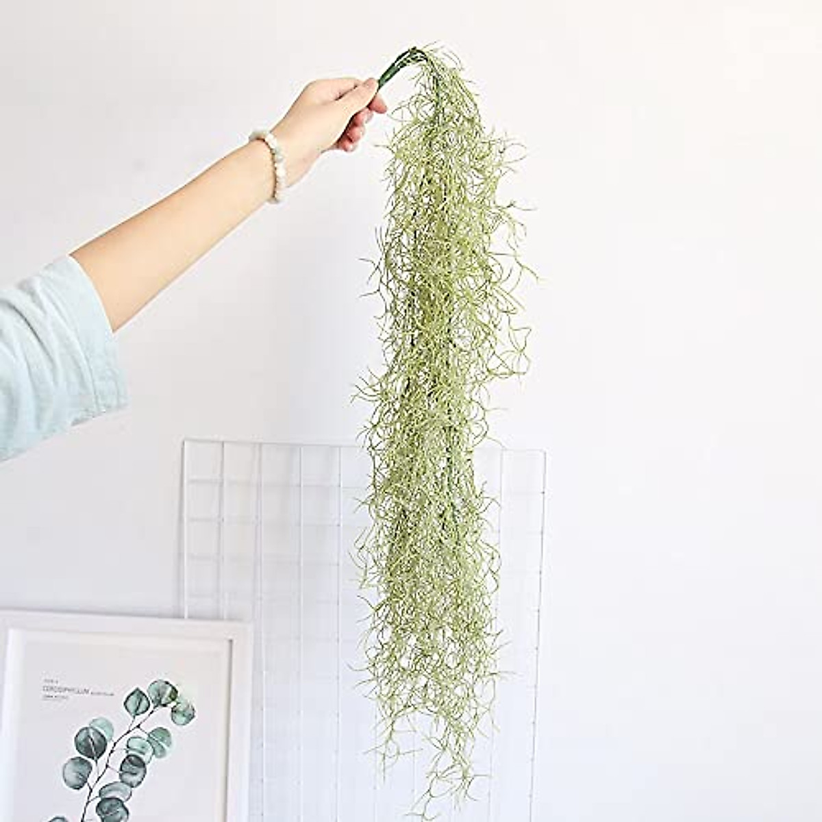 HXSCOO Artifical Plants Plastic Green Wall Hanging Air Vine Fake Grass Rattan Plant Wedding Christmas Scene Layout Home Garden Decor (Color : A)