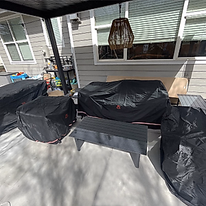 Turtle Life Patio Furniture Sets Cover, Heavy Duty Square Durable Waterproof Outdoor UV Resistant Anti-Fading Dining Table Chairs Furniture Cover, Black, 76"Lx76"W x 29"H