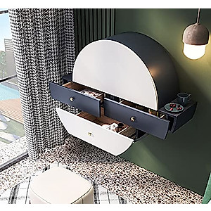 LEONYS Vanity Set, Makeup Vanity Table with Mirror, Dressing Table with 3 Drawers for Cosmetics Storage