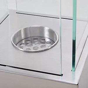 HOMCOM Ethanol Fireplace, 7.75" Tabletop 0.10 Gal Stainless Steel 160 Sq. Ft., Burns up to 2 Hours, Silver