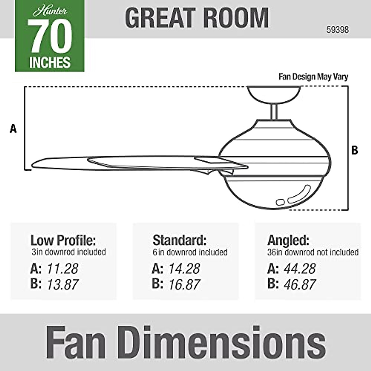 Hunter Fan Company 59398 Warrant Ceiling Fan, Brushed Nickel Finish