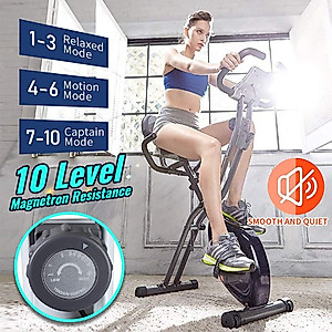 leikefitness Folding Exercise Bike 2200(BLUE) and Ab Wheel Roller with Intelligent Display 1301 Bundle