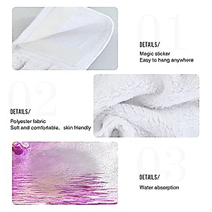 Vnurnrn Purple Florals Water Hanging Tie Towels Absorbent Hand Towel with Hook & Loop for Kitchen Bathroom 2 Pieces