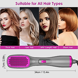 APOKE 3 in 1 Hair Dryer Brush & Straightener Brush, Professional 1200W Powerful Ceramic Tourmaline Ionic Hot Air Brush, 3 Heat/2 Speed Settings One Step Hair Dryer and Styler for All Hair Types