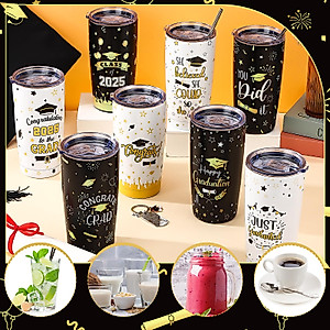 Ovveroche 8 Pack 2025 Graduation Gifts 20oz Graduation Tumblers with Lids Straws Brushes, Stainless Steel Insulated Coffee Mug Graduation Keepsake Grad Gift Graduation Party Supplies