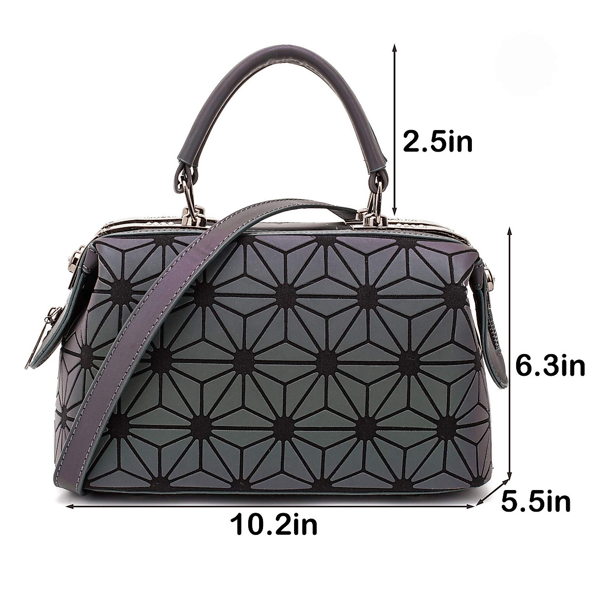 Geometric Luminous Purses and Handbags Holographic Reflective Crossbody Bag Irredescent Flash Rainbow Tote B2