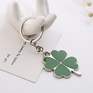 6pcs Four-Leaf Clover Fortune Keychain Lucky Shamrock Sparkling Charm Keyring St.Patrick Day