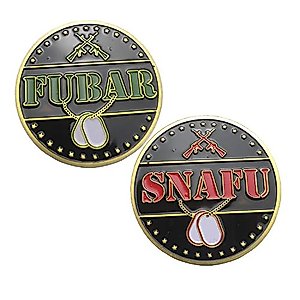 Decision Making Flipping Coin FUBAR Snafu Challenge Coin (Gold)