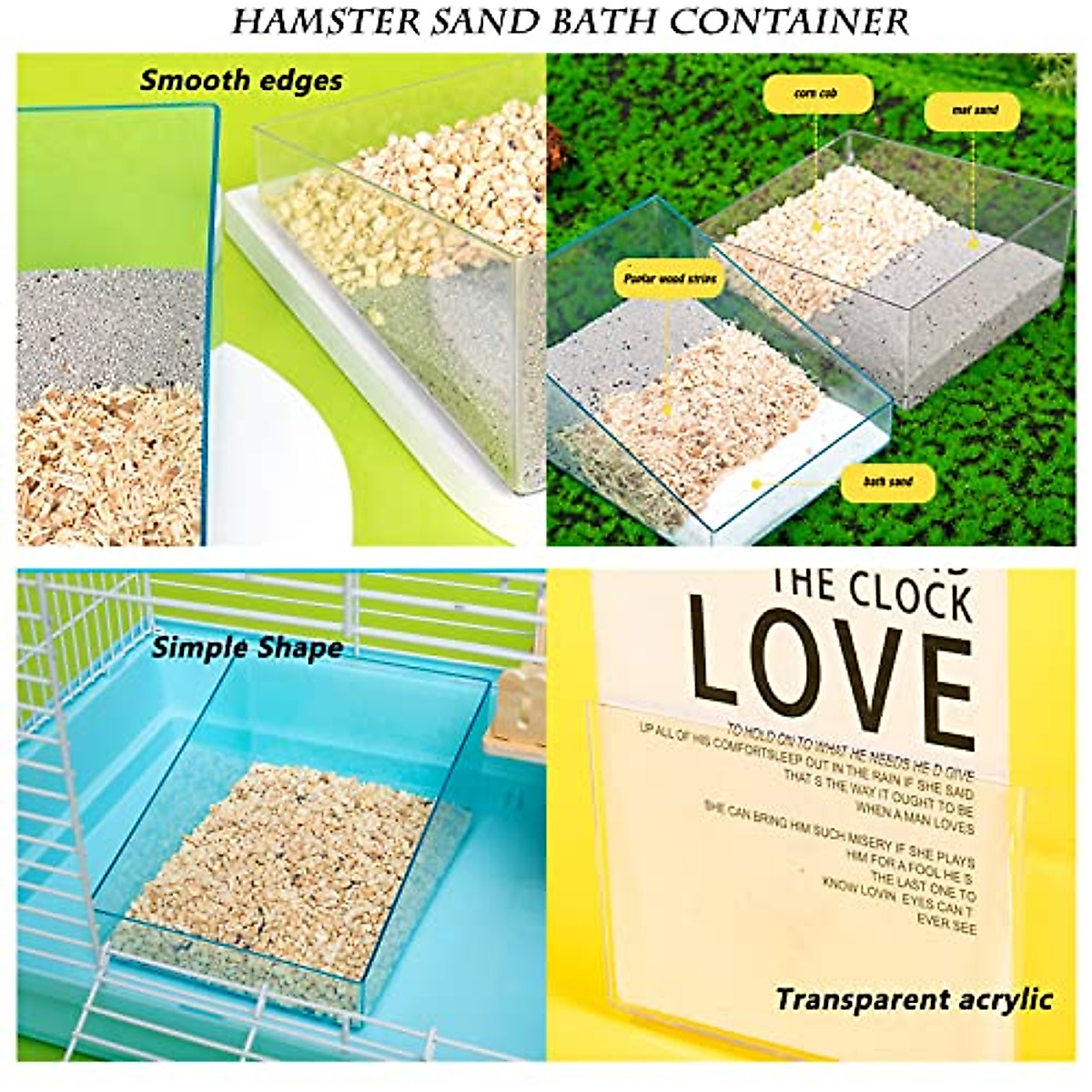 Acsist Hamster Sand Bath Container Acrylic Sand-Bath Box Guinea Pigs Bathroom Shower Toilet Digging Sand Small Animals Bathtub for Gerbil Guinea Pig Hedgehog(Blue)