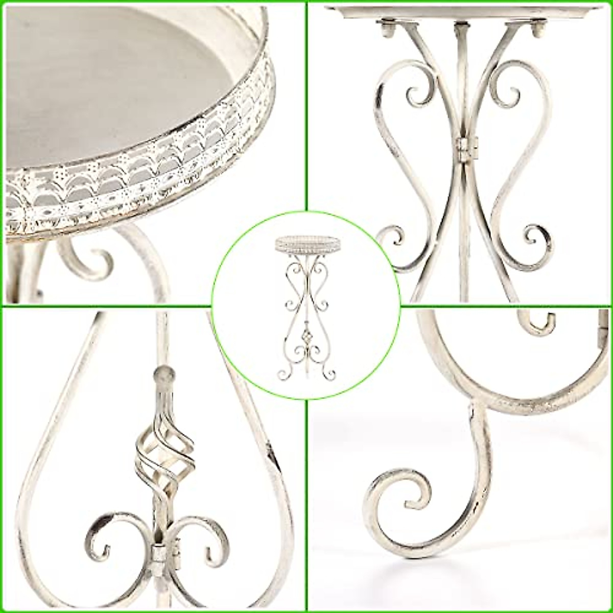 ANGIEHAIE CYOIDAI SMQLJXC 2Pcs 25 Inch Metal Tall Plant Stand,Wrought Iron Plant Stand ,heavy duty pot stand,for Indoor and Outdoor,Patio, Lawn & Garden (White)