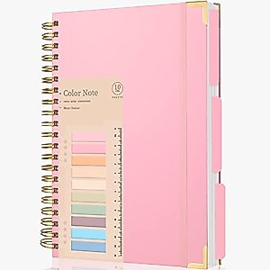 Ddaowanx Hardcover Spiral Notebook, College Ruled Notebook Journal, 8.5"x11", 320 Pages Leather Writing Journal for Women, 3 Subject A4 Hardcover Notebook for Work School (A4)