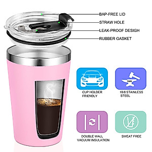 VEGOND 12oz Tumbler Stainless Steel Tumbler bulk Vacuum Insulated Double Wall Travel Tumbler with Lid and Straw Reusable Tumbler,Pink
