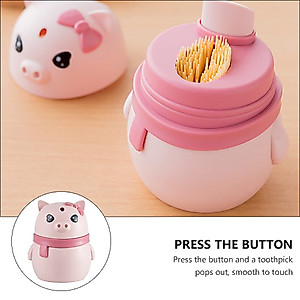 VORCOOL Automatic Toothpick Dispenser Cute Pig Shape Pop- Up Toothpick Holder Plastic Fruit Pick Storage Box Container for Home Kitchen Restaurant1