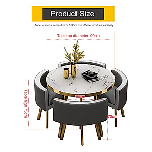 Office Reception Room Club Table and Chair Set Reception Table and Chair Combination Negotiation Table Office Shops Meetings Small Round Tables Office Conference Desk PU Faux Leather Chairs ( Color :